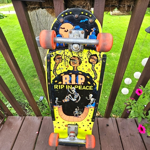 Variflex | Other | Vintage Variflex Skateboard Rip Skeleton Casket Graveyard Halfpipe Design ...